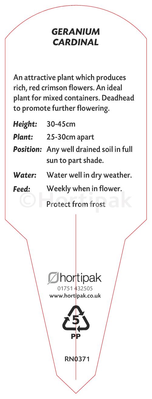 Geranium Cardinal Plant Labels - Hortipak