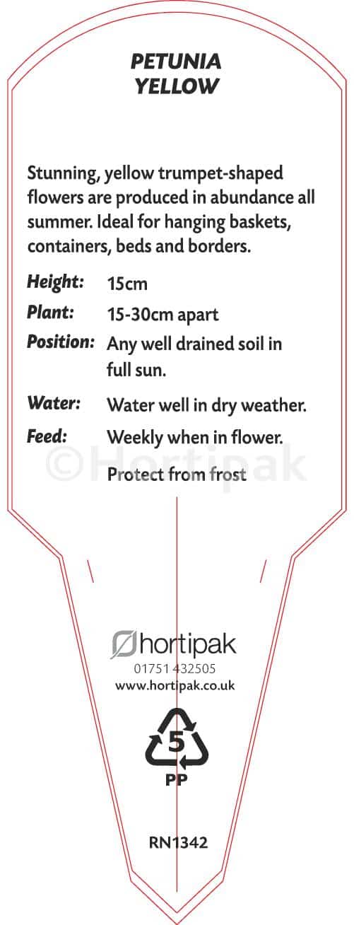 Petunia Yellow Plant Labels - Hortipak