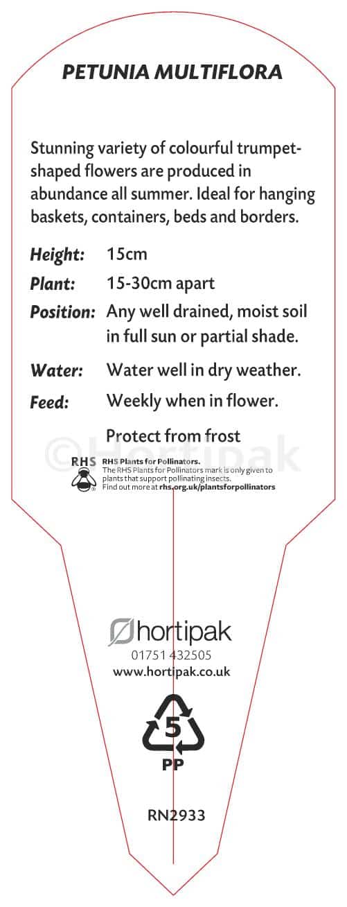 Petunia Multiflora Mixed Plant Labels - Hortipak