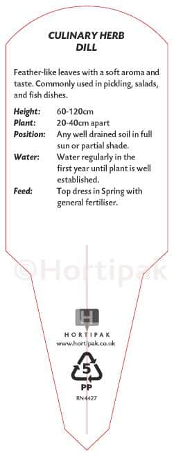 Culinary Herb Dill Plant Labels - Hortipak